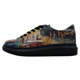 DOGO Damen Plateausneaker "Myra Low-Top Sneaker Bear With A Balloon Damen Sneaker", Gr. 36, bunt, Lederimitat, Schuhe, Handgefertigt