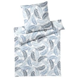 Bettw&auml;sche Elegante, blau, Satin, Obermaterial: 50% Baumwolle, 50% Viskose, Bettw&auml;sche, "Palm", angenehmes Hautgef&uuml;hl