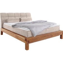 Boxspringbett Home Affaire, B:199cm L:231cm, beige, Polyester, Komplettbetten, "Villads", Liegefl&auml;che: 180/200 cm, Inside-Boxspring-Unterbau,