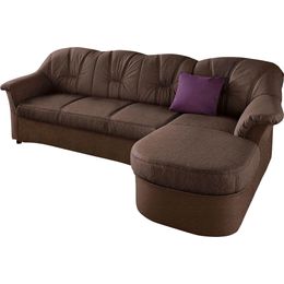 Ecksofa DOMO collection, B:231cm H:84cm T:142cm, braun, Kunstleder SOFTLUX / Struktur ( 90% Polyester, 10% Polyacryl );NaturLEDER (echtes Rindsleder)