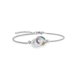 Thomas Sabo Damen Armband "Together mit zwei Ringen Silber geschwärzt", 19, Silber 925 (Sterlingsilber), silber, Silber 925 (Sterlingsilber),
