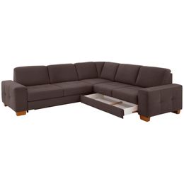 Ecksofa Home Affaire, B:276cm H:86cm T:271cm, braun, Luxus-Microfaser Lederoptik (100% Polyester);Luxus-Microfaser (100% Polyester);Luxus-Microfaser