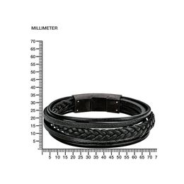 s.Oliver Herren Lederarmband "9038244", 21,5cm, Edelstahl Leder, schwarz, Edelstahl, Leder, Armb&auml;nder