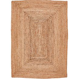 Teppich LUXOR living, B:120cm H:6mm L:170cm, beige, Jute, Wohnzimmer, Teppiche, "Salo", Juteteppich, handgeflochten, Flecht Design, 100% Naturfaser