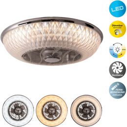 Näve NÄVE LED Deckenleuchte "Viento Deckenventilator", 1, Ø 55cm H: 20cm, 2 Stk., transparent, Wohnzimmer, Leuchten, Deckenlampe, Ventilator, CCT,