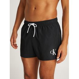 Herren Badeshorts "SHORT DRAWSTRING", schwarz, Gr. XXL, Calvin Klein Swimwear, unifarben, Polyester, Badehosen, mit Logo