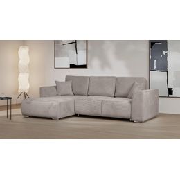 Ecksofa OTTO HOME, B:265cm H:86cm T:170cm, grau, 100% Polyester, Wohnzimmer, Sofas, "BEATRICE optionale Schlafsofa mit Bettkasten, B/T/H: 265/170/86