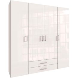 Drehtürenschrank wimex, B:160cm H:185cm T:54cm, weiß, Holzwerkstoff, Schränke, "Mugano", wahlweise mit oder ohne Spiegel, mit Schubladen