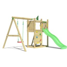 Jungle Gym Kinder Spielturm "Deck", grün, Holzwerkstoff, B:296cm H:232cm T:342cm, Spieltürme, Spielanlage mit Schaukel und Rutsche mit Wasseranschluss