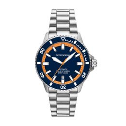 Emporio Armani Herren Automatikuhr, blau, Armbanduhren, Armbanduhr, Herrenuhr, Mechanische Uhr, Edelstahlarmband, analog, Tag