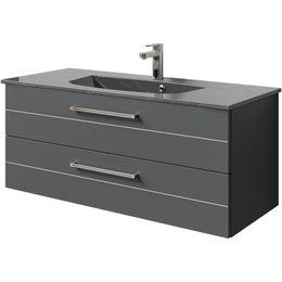 Waschtisch SAPHIR, B:117cm H:49,9cm T:48cm, grau, Badezimmer, Waschtische, "Serie 6025 Mineralmarmor-Waschtisch mit Unterschrank, 117 cm breit",