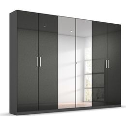 Drehtürenschrank Rauch, B:271cm H:229cm T:54cm, grau, Holzwerkstoff, Schränke, "Kleiderschrank Schrank Garderobe KOLUNA Hochglanz-Front und Spiegel",