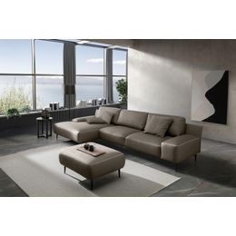 Ecksofa DESIGNWERK, B:344cm T:162cm, braun, Leder;Struktur 98% Polyester, 2% Acryl, Wohnzimmer, Sofas, "Forma L-Form, zeitloses Designsofa mit