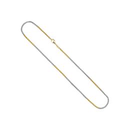 Jobo Damen Goldkette, Gelbgold 585 Wei&szlig;gold 585, L: 42, gelb, Gelbgold 585, Wei&szlig;gold 585, Halsketten, Zopfkette 585 Gold bicolor 42 cm 2,2 mm