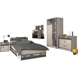 Jugendzimmer-Set Parisot, B:99cm, grau, Spanplatte, Schlafzimmerm&ouml;bel-Sets, "Fabric 11"