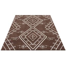 Teppich Carpet City, B:140cm H:10mm L:200cm, braun, Polyester, Wohnzimmer, Teppiche, "April 2291", L&auml;ufer, weich durch Microfaser, Boho Ethno Look,