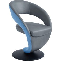 K+w Komfort & Wohnen Drehstuhl, B:62cm H:86cm T:61cm, blau, K+W KOMFORT & WOHNEN, Stühle, "Wave", Design-Drehstuhl, Drehteller in Metall schwarz, Farbkombination
