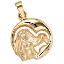 Jobo Damen Sternzeichenanh&auml;nger "Anh&auml;nger Sternzeichen", Jungfrau, Gelbgold 375, gold, Gelbgold 375, Schmuckanh&auml;nger, 375 Gold rund 14 mm