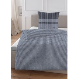 Wendebettw&auml;sche HECHTER PARIS, blau, Renforc&eacute;, Obermaterial: 100% Baumwolle, Bettw&auml;sche, "0041306", hautsympathisch, 100% Baumwolle, Rei&szlig;verschluss,