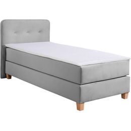 Boxspringbett Home Affaire, B:103cm L:207cm, grau, Struktur fein (100% Polyester);Samtstoff (100% Polyester), Komplettbetten, "Fargo", inkl. Topper,