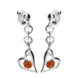 OSTSEE-SCHMUCK Damen Paar Ohrh&auml;nger "- Herz - Silber 925/000 - Bernstein", Silber 925 (Sterlingsilber), silber, Silber 925 (Sterlingsilber), Ohrringe