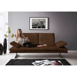 2-Sitzer W.Schillig, B:216cm H:94cm T:96cm, braun, Stoff S37 (100% Polyester): Luxus-Microfaser in Lederoptik, Sofas, "broadway, Designsofa mit