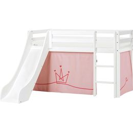Hochbett Hoppekids, B:81cm H:9cm L:168cm, wei&szlig;, Bett: 100% Massivholz, Nordische Kiefer;Rutsche: MDF;Vorhang: 100% Baumwolle;Matratze: