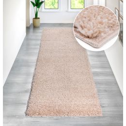Läufer Bruno Banani, B:67cm H:30mm L:230cm, beige, Kunstfaser, Flur, Teppiche, "Shaggy Soft", Läufer, Brücke, gewebt, Uni-Farben, besonders weich