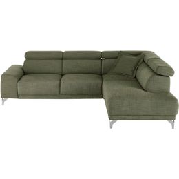 Ecksofa 3C CANDY, B:249cm H:79cm T:209cm, gr&uuml;n, 100% Leder, Wohnzimmer, Sofas, "Greve Sofa immer mit manuelle Kopfteilverstellungen, modern,