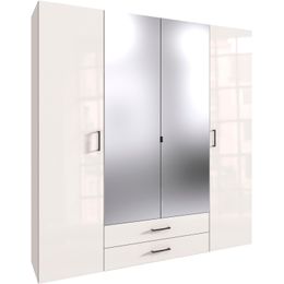 Drehtürenschrank wimex, B:160cm H:185cm T:54cm, schwarz, Holzwerkstoff, Schränke, "Mugano", wahlweise mit oder ohne Spiegel, mit Schubladen