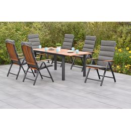 Garten-Essgruppe Merxx, beige, Aluminium, Massivholz, Sitzmöbel-Sets, "»Athos«", Ausziehtisch: LxB: 150-200 x 90 cm