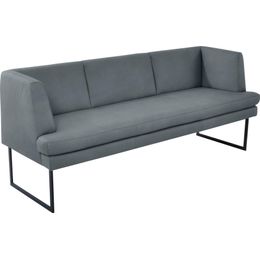 K+w Komfort & Wohnen Polsterbank, B:209cm H:82cm T:67cm, blau, K+W KOMFORT & WOHNEN, Esszimmer, Sitzb&auml;nke, "Cube", Hammerkissenoptik, 2 Breiten, Metallkufe schwarz