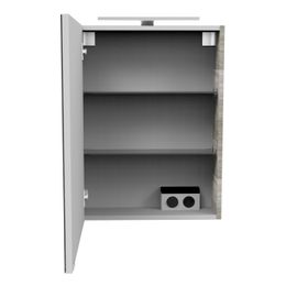 Spiegelschrank Fackelmann, B:50cm H:68cm T:15,3cm, braun, Glas, Badezimmer, Schr&auml;nke, "SBC", Aufsatzleuchte, Schalter und Steckdose, Breite 50cm,