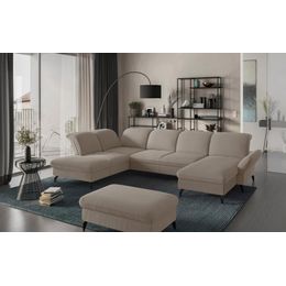 Sit & More Wohnlandschaft SIT & MORE, B:363cm H:88cm T:242cm, grau, 100% Polyester, Sofas, "Leandro U-Form", Wahlweise mit Bett-, Kopfteil - und