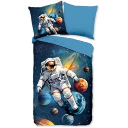 Kinderbettw&auml;sche, blau, PURE LUXURY COLLECTION, Microfaser, Obermaterial: 100% Polyester, Bettw&auml;sche, "Saros", Mikrofaser, 135x200, 2 Teilig,
