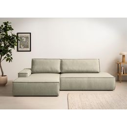 Ecksofa Home Affaire, B:275cm H:85cm T:167cm, grün, 100% Polyester, Wohnzimmer, Sofas, "SHERWOOD, Schlafsofa in L-Form offen (275cm), Cord,