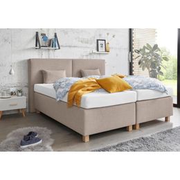 Boxspringbett, beige, Westfalia Schlafkomfort, Komplettbetten, mit Zierkissen