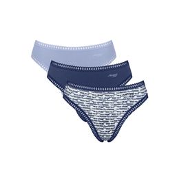 Sloggi Damen Slip "Slip GO Crush High leg C3P 3er Pack", Gr. XS, blau, Obermaterial: 95% Baumwolle CO. 5% Elasthan EL., Unterhosen