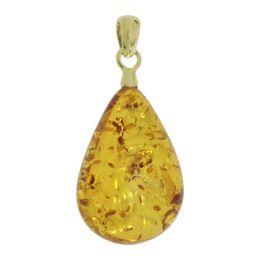 OSTSEE-SCHMUCK Damen Kettenanh&auml;nger "- Tropfen ca. 26 mm lang - Silber 925/000 vergoldet - Bernstein -", Bernstein, gelb, Bernstein, Schmuckanh&auml;nger