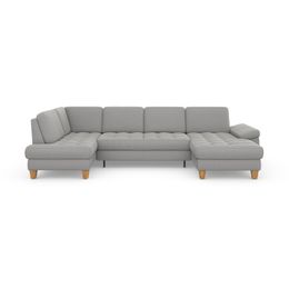 Sit & More Wohnlandschaft SIT & MORE, B:338cm H:88cm T:172cm, silber, 90% Polyester 10%Polyamid, Sofas, "Westham U-Form", wahlweise mit Bettfunktion,