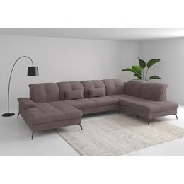 Sit & More Wohnlandschaft SIT & MORE, B:357cm H:90cm T:231cm, grau, 90% Polyester, 10% Polyamid, Sofas, "Amica, U-Form, inkl. Sitztiefenverstellung und