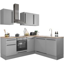 Winkelk&uuml;che, B:220cm H:211cm T:60cm, grau, BASIC BY BALCULINA, Komplettk&uuml;chen-Sets, "Denver, K&uuml;che BxHxT 220/115 x 211 x 60", Breite 220 cm,