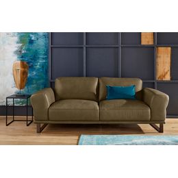 2,5-Sitzer W.Schillig, B:212cm H:78cm T:94cm, gr&uuml;n, Sofas, "montanaa", mit Metallkufen in Bronze pulverbeschichtet, Breite 212 cm