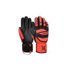 Reusch Damen Skihandschuhe "Worldcup Warrior DH", schwarz, Gr. 10, mehrfarbig, 60% Polyester, 30% Ziegenleder, 10% Leder, Handschuhe, warm,