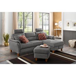 Ecksofa Home Affaire, B:244cm H:89cm T:163cm, grau, 100% Polyester;Struktur (100% Polyester);Luxus-Microfaser in Lederoptik (100% Polyester),