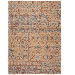 Teppich FLAIR RUGS, B:120cm H:7mm L:170cm, blau, Baumwolle, Jute, Kunstfaser, Wohnzimmer, Teppiche, "TAYLOR PATCHWORK", Bedruckter