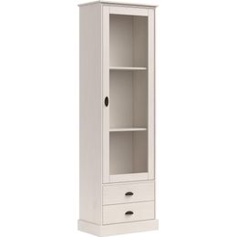 Vitrine Home Affaire, B:55cm H:180cm T:35cm, wei&szlig;, MDF, Massivholz, Esszimmer, Schr&auml;nke, "Schr&ouml;der", mit 1 Schiebet&uuml;r, 2 Schubk&auml;sten, aus massivem
