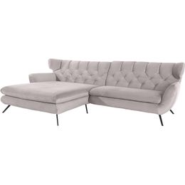 Ecksofa 3C CANDY, B:300cm H:94cm T:175cm, rosa, Samt-Optik (100% Polyester), Wohnzimmer, Sofas, "Beatrice Designsofa in moderner Retrooptik, bequem
