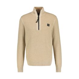Lerros Herren Strickpullover "Lerros Stricktroyer mit Rei&szlig;verschluss", beige, Gr. S, 100% Baumwolle, Pullover