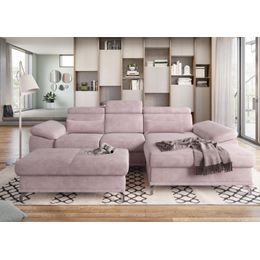 Sit & More Ecksofa SIT & MORE, B:295cm H:87cm T:180cm, rosa, 100% Polyester, Wohnzimmer, Sofas, "Cabrio L-Form, B: 295 cm, mit Sitztiefen-, Arm- &